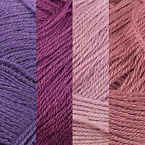 JubileeYarn Baby Soft Bamboo Cotton Yarn - 50g/Skein - Shades of Purple - 4 Skeins
