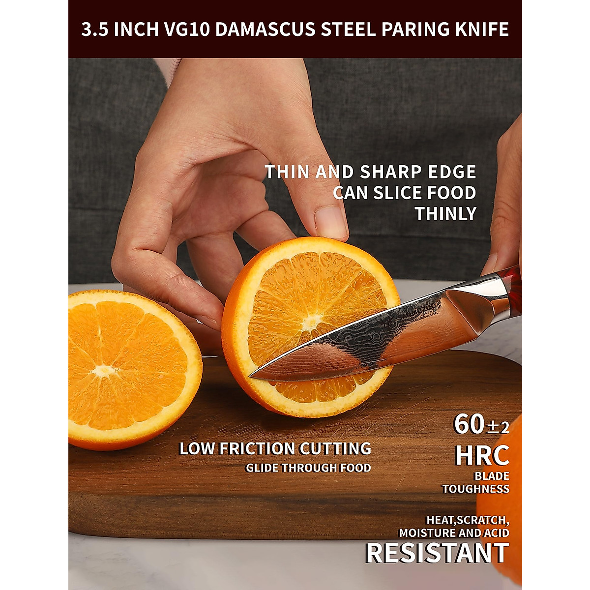 SANMUZUO 3.5 Inch Paring Knife - Kitchen Fruit Vegetable Knife Damascus Steel & Resin Handle - XUAN Series (Jade Green)