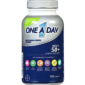 One A Day Men’s 50+ Multivitamins, Supplement with A, C, D, E and Zinc for Immune Health*, Calcium & More, 100 Tablets