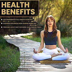 Yoga World Cork Mandala Yoga Mat - Non-Slip Surface & Anti-Skid TPE Underside - Strong Grip on Wet & Dry Surfaces - Soft Floor Cushion for Exercises - 183 x 61 x 0.4cm (Black)