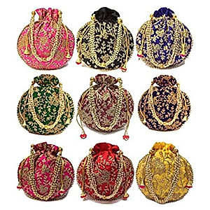 Pack of 20 India Gift Hub Traditional Indian Potli, Women Handbag, Handmade Bag,Gift, Clutch Purse, Wedding
