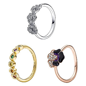 YUMIKING Authentic Sterling Silver Deep Purple Pansy Triple Pansy Flower Ring For Women Wedding Party Europe Fashion Jewelry