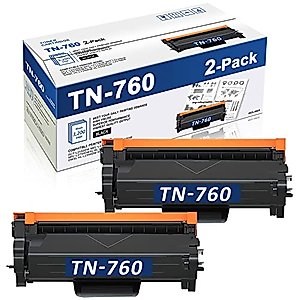 MOLIMER TN760 High Yield TN 760 TN-760 Toner Cartridge Compatible MFC-L2710DW Replacement for Brother TN760 Toner Cartridge with MFC-L2710DW DCP-L2550DW HL-L2350DW L2395DW Printer, 2-Pack, Black