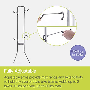 Delta Cycle Michelangelo 2 Bike Storage Rack - Gravity Wall Bike Rack - Fully Adjustable Bike Rack Garage for Road, MTB, and Hybrid Bicycles - Vertical Bike Rack Holds Up to 80 lbs