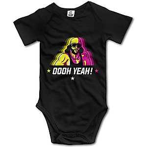 Pengshiliu Macho Man Oooh Yeah Baby Climbing Short Sleeve Onesie 6-12 Month Black