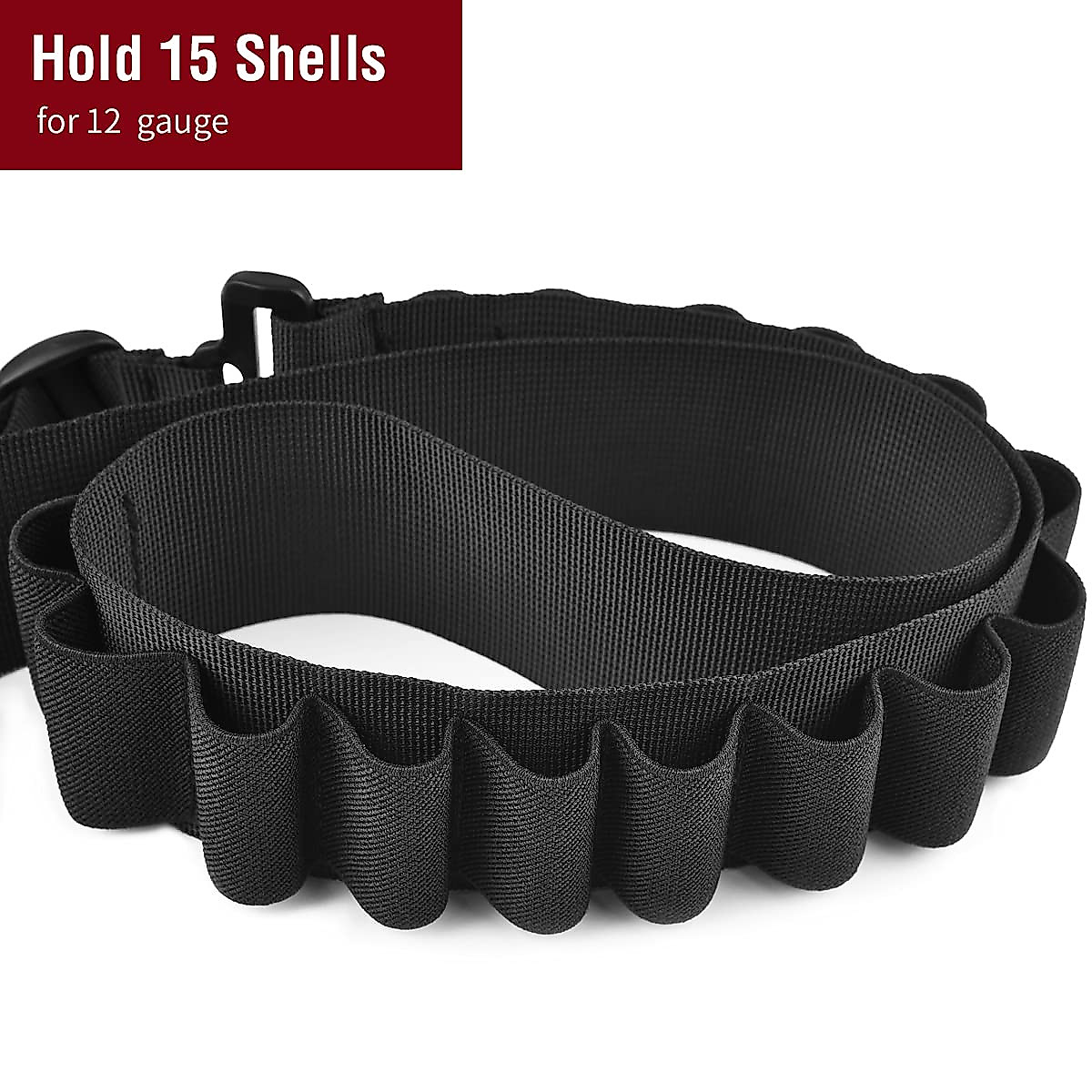 CVLIFE Shotgun Sling with Shell Holder, Gun Sling Holds15 Shells for 12 Gauge, Adjustable Two Point Sling with Sling Swivels for Outdoors