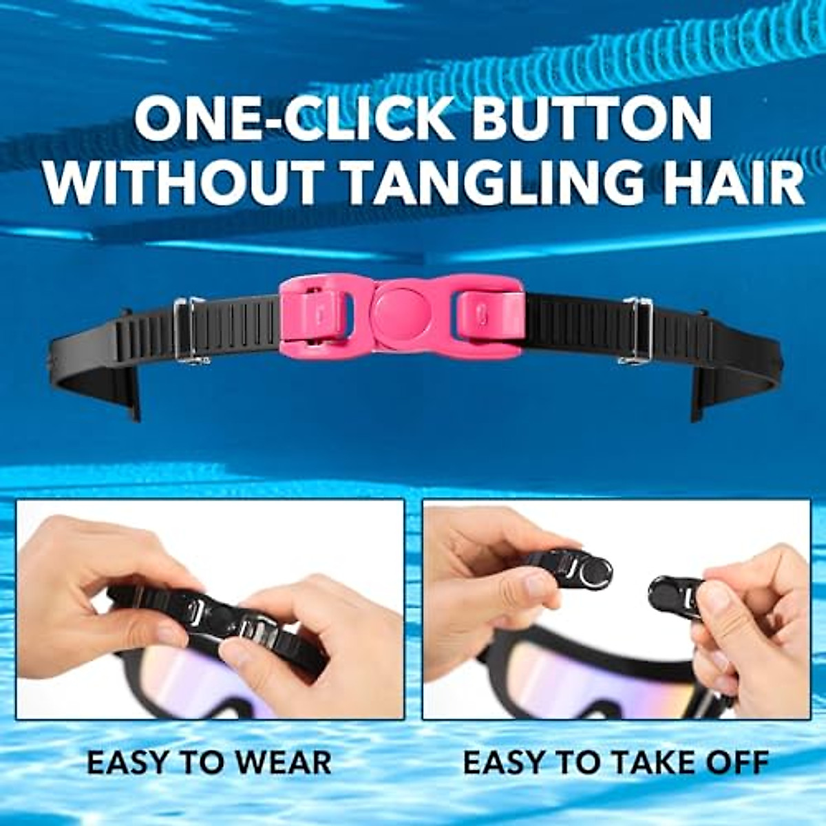 Angel season Swim Goggles Adult UV Anti Fog Waterproof Swimming Goggles Eyewear Men Women Pool Water Sports Adjustable, Pink