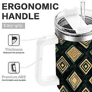 FOCIUZTA Vintage Gold Diamond Pattern Tumbler with lid, Travel Coffee Cup, Ideal for Easter, Gaming Enthusiast, Mother Day, and birthday gifts