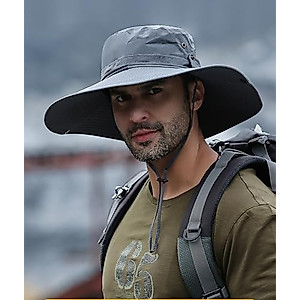 HLLMAN Super Wide Brim Sun Hat UPF 50+ Protection Hats for Mens/Womens Large Bucket hat for Fishing, Hiking, Gardening