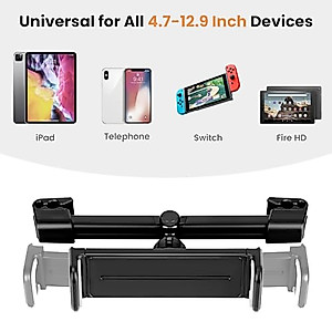 Holulo Tablet iPad Holder for Car Headrest Tablet Mount, Headrest Tablet Stand for Car Back Seat Compatible with iPad Pro Air Mini/Kindle Fire HD/Galaxy Tab/Switch OLED or Other 4.7”-12.9" Devices