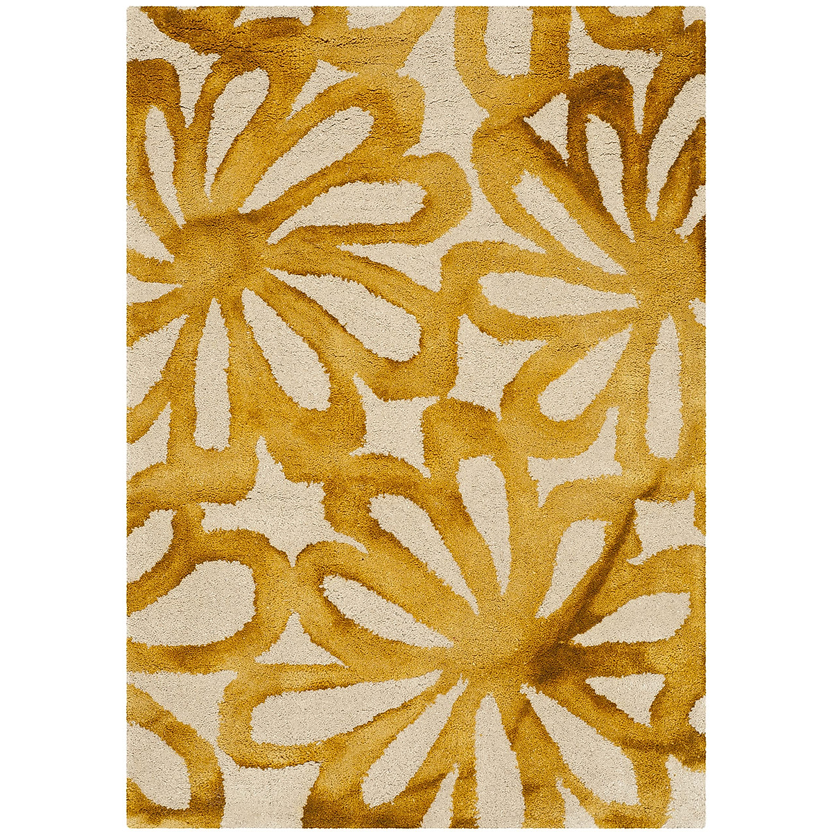 SAFAVIEH Dip Dye Collection 2' x 3' Beige / Gold DDY527M Handmade Floral Watercolor Premium Wool Accent Rug