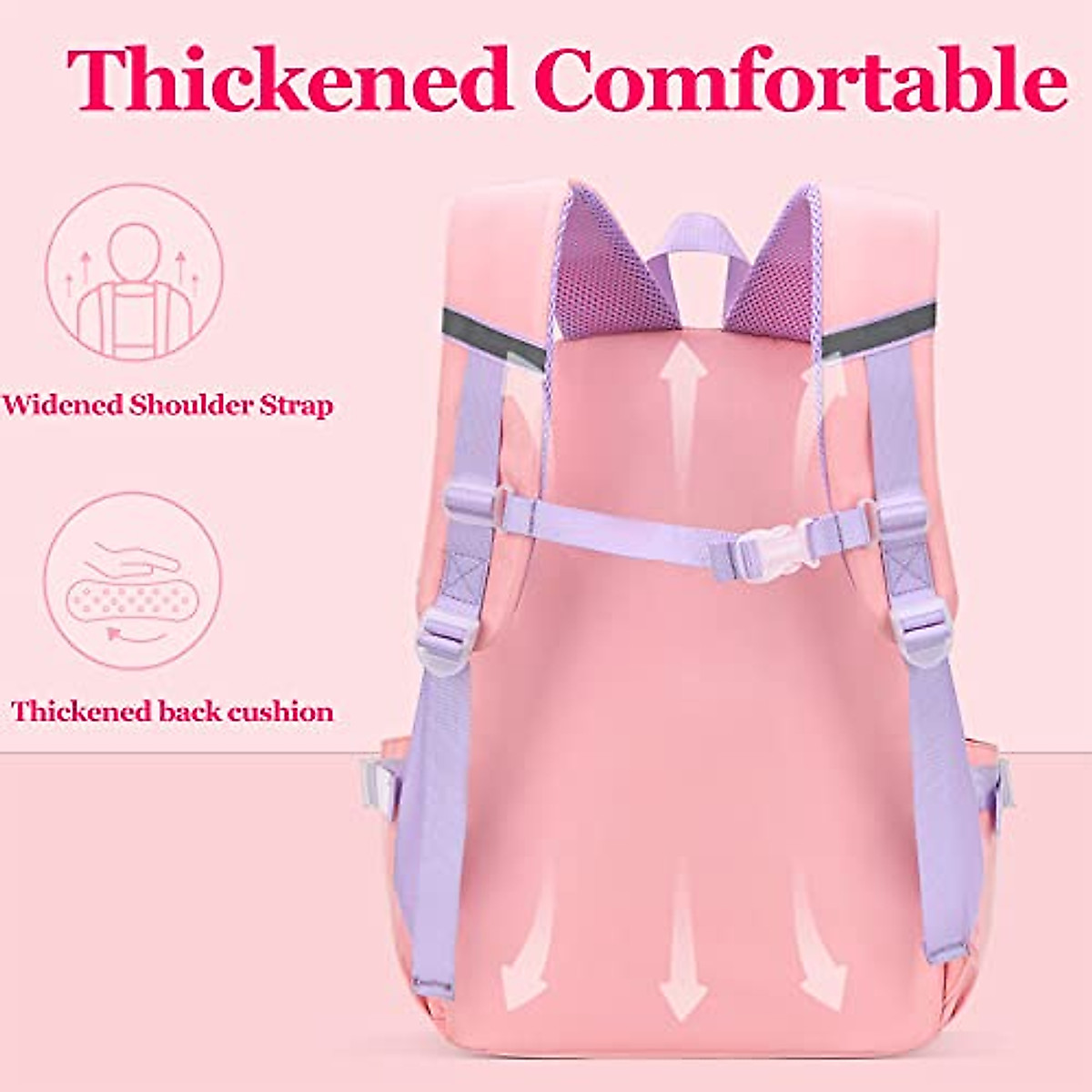 Purple Rabbit Backpack Cute Teenage Lightweight Waterproof Travel Bag Birthday Gifts Backpacks (Rabbit Purple, Large)