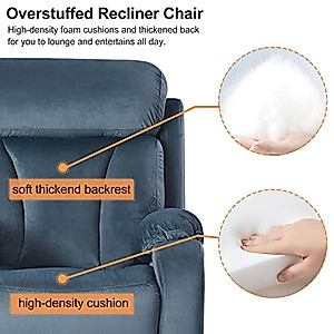 QKFF Power Lift Chair Recliners for Elderly, Modern Adult Power Lift Recliner, Velvet Upholstery Electric Lift Chair Recliner with Side Pocket for Living Room (Blue)