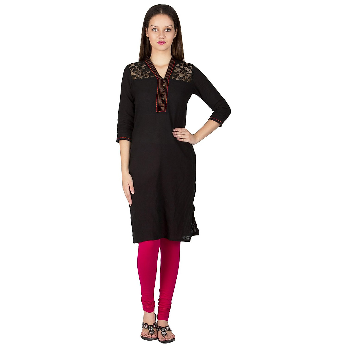 SARJANA HANDICRAFTS Women Cotton Churidar Leggings Authentic Casual Pants (Magenta)