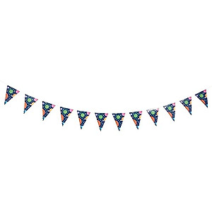Outer Space Universe Theme Double-Sided Triangle Party Banners for Kids (11 ft, 3 Pack)