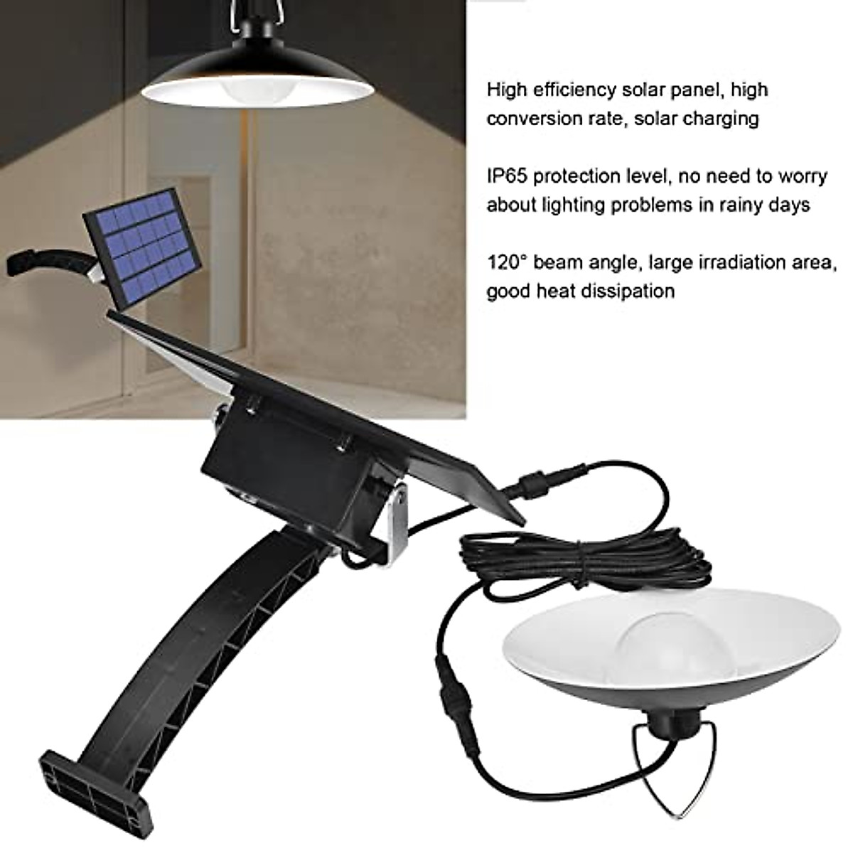 Solar Ceiling Light, Hanging Solar Light, Solar Pathway Light, LED Solar Lamp with Solar Panel IP65 Waterproof Ceiling Lamp Garden Light for Outdoor Courtyard