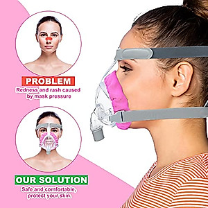 24 Pack Mask Liners Full Face Reusable Soft Mask Covers Reduce Air Leaks and Blisters Washable Cushion Covers Compatible with Most Full Face Masks (Pink)