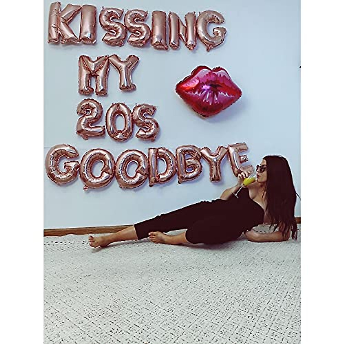 JeVenis Kissing My 20s Goodbye Decorations Kissing My 20s Goodbye Banner Balloons 30th Birthday Balloon Dirty 30 Balloon