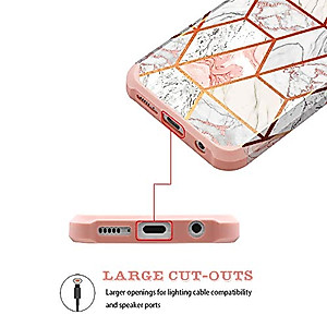 Fingic Samsung Galaxy A10E Case, Galaxy A10e Case Rose Gold Marble Design Shiny Glitter Bumper Hybrid Hard PC Soft Rubber Silicone Cover Anti-Scratch Shockproof Protective Case for Samsung A10e 5.8"