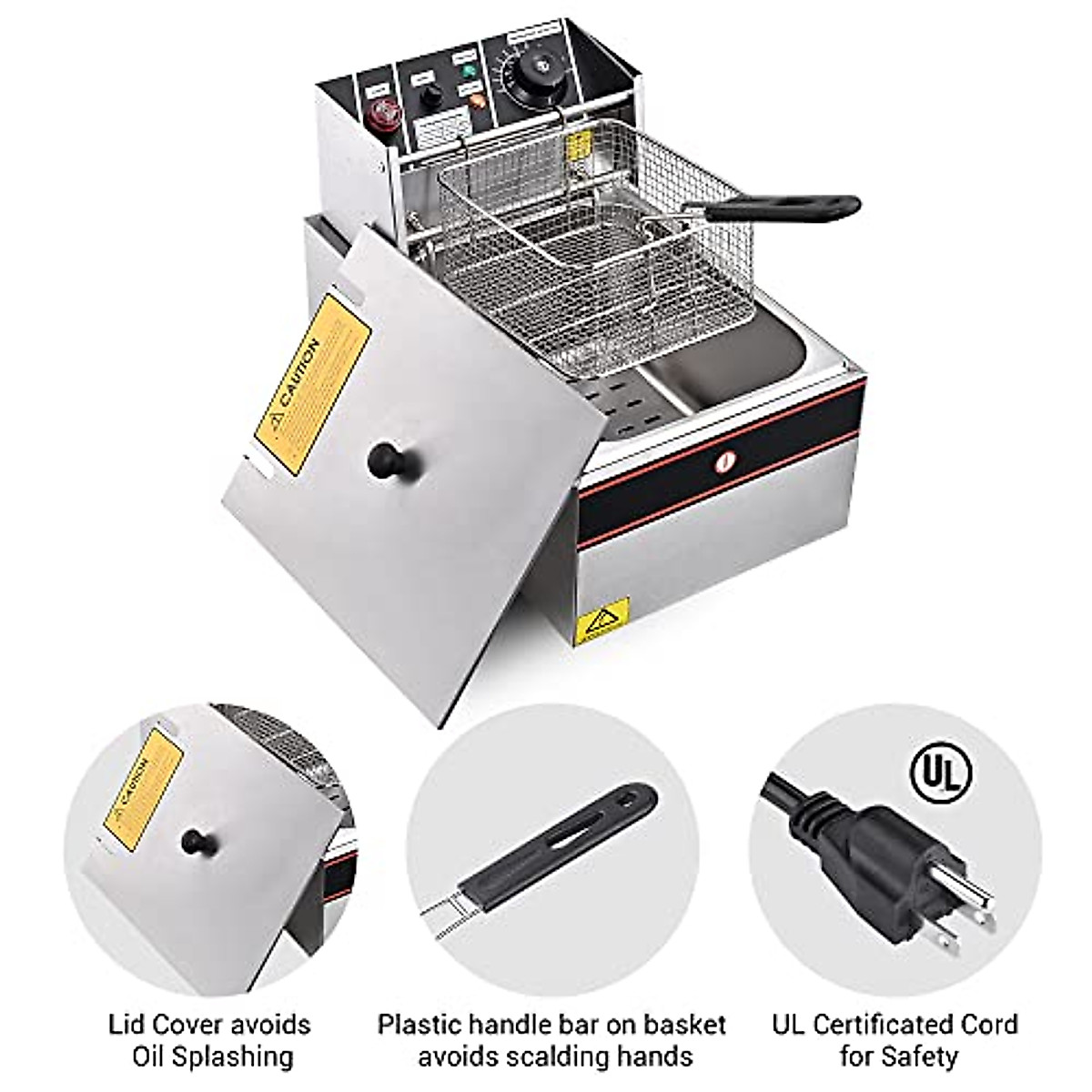 WeChef Electric Deep Fryer with Basket 2500W 12.7 Qt Countertop Stainless Steel Frying Machine Commercial Home Chicken Funnel Cake Bar