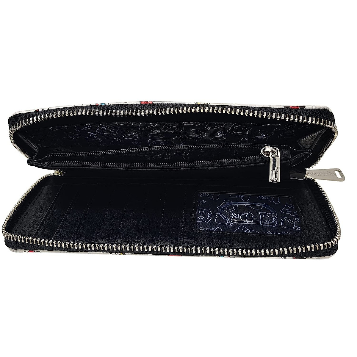 Loungefly Disney Wallet Mickey Minnie Mouse Daisy Donald Duck Zip Clutch White Saffiano Faux Leather