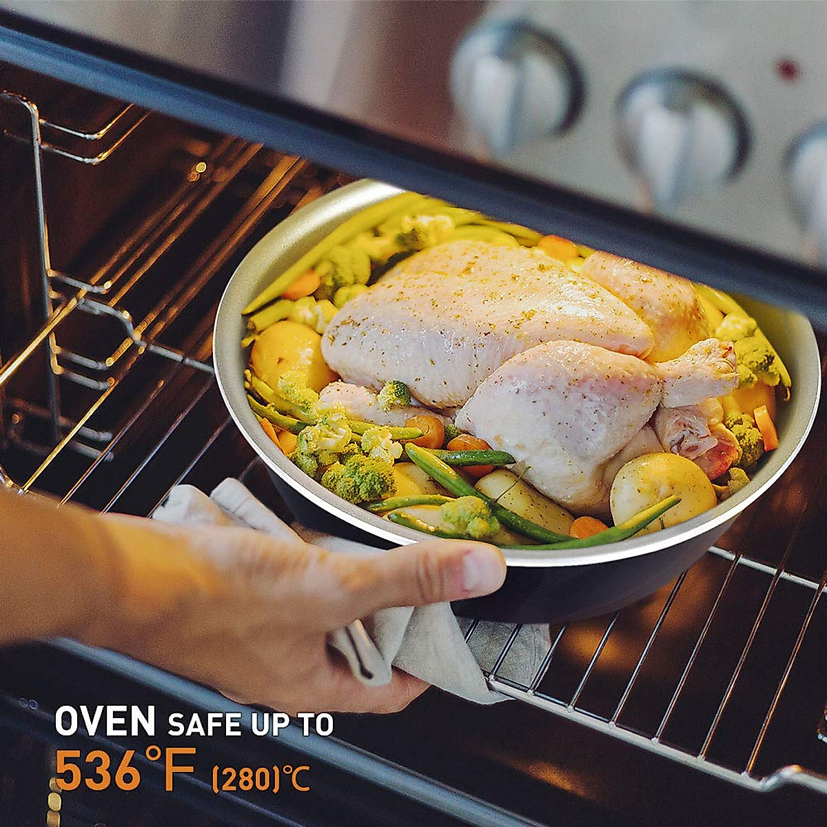 SHINEURI 4 Pieces Removable Handle Cookware Stackable Pots And Pans Set, Nonstick Pot and Pan Set for Home & Camping, Dishwasher/Oven Safe - 2qt /8inch /9.5inch