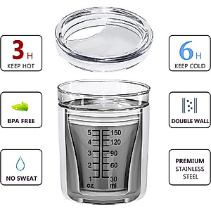 MAXSO Insulated Wine Tumbler with Glass Insert & Sip Lid - Cocktail Whisky Wine Bourbon Gift for Man Woman - 8.8 oz Vacuum Stainless Cup with Stemless Wine Glass Keeps Cold & Hot (White)