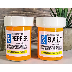Ebros Rx Pharmacy Prescription Bottles With Instructions Magnetic Salt And Pepper Shakers Set Ceramic Figurines Party Kitchen Tabletop Collectible Prop Decorative Accessories