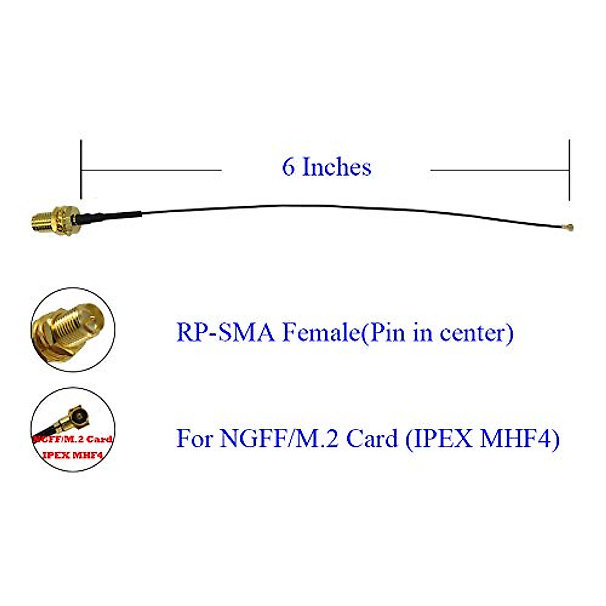 Tenmory UFL to SMA M.2 NGFF U.FL to RP-SMA Female MHF4 IPX4 IPEX4 Ipex Connector Pigtail Antenna Extension Cable (15cm (2 Pcs))