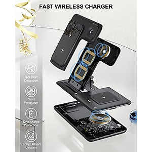 Wireless Charging Station, 3 in 1 Wireless Charger Compatible with iPhone 14/13 Pro/13/12/11/Pro/SE/XS/XR/X/8 Plus/8, 18W Wireless Charging Dock Stand for Apple Watch Series & Airpods (with Adapter)
