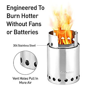 Solo Stove Titan Camping Stove Portable Stove for Backpacking and Outdoor Cooking Great Stainless Steel Camping Backpacking Stove Compact Wood Stove Design-No Batteries or Liquid Fuel Canisters Needed