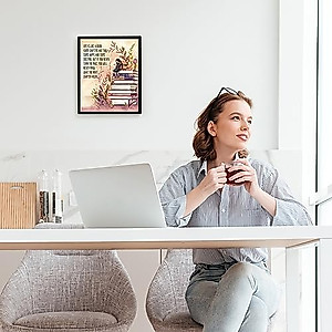 "Life Is Like A Book-Some Chapters Sad, Some Happy" Inspirational Wall Art -8 x 10" Floral Print w/Stacked Books Image-Ready to Frame. Home-Office-School-Library-Study Decor. Great Gift for Readers!