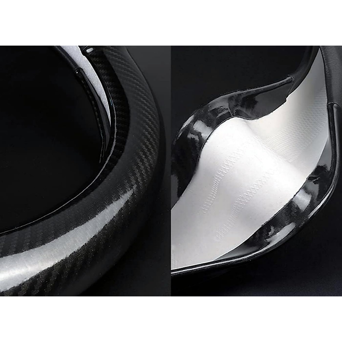 ZHOL Steering Wheel Cover, Universal 15 Inch Fashion Sport Microfiber Leather Carbon Fiber Auto Car Steering Wheel Cover for Men, Anti-Slip Car Interior Accessories, Black