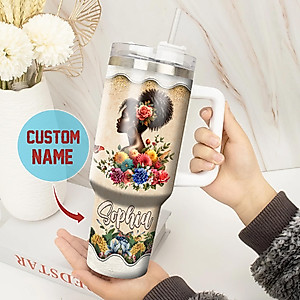WAZONE Personalized God Says You Are 40oz Tumbler with Handle and Straw Lid Custom Name Christian Stainless Steel Travel Coffee Mug Positive Affirmation Gifts for Black Women African American Girl
