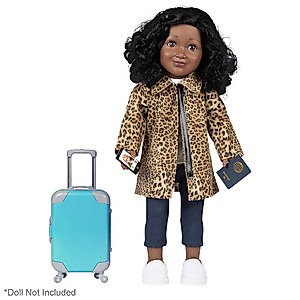 Adora Amazon Exclusive - 18” Girl Doll Clothes and Accessories Set Includes Jet-Set Luggage, White Shirts, Passport & Cellphone, Stylish Outfit and White Slip on Sneakers