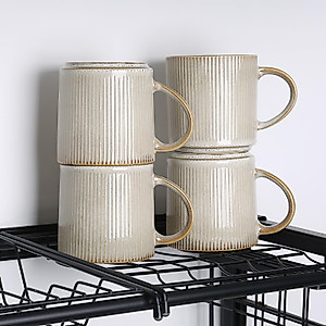 MONITO Coffee Mugs Set of 4, 16Oz Mugs Set, Ceramic Coffee Cups with Large Handles, Suitable for Lattes, Hot tea, Cappuccinos, Mochas, and Cocoa - Bonbon Beige