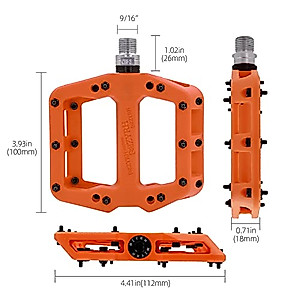 MZYRH Mountain Bike Pedal 9/16" 3 Sealed Bearings Lightweight Non-Slip Nylon Fiber Bicycle Platform Pedals for Road BMX MTB