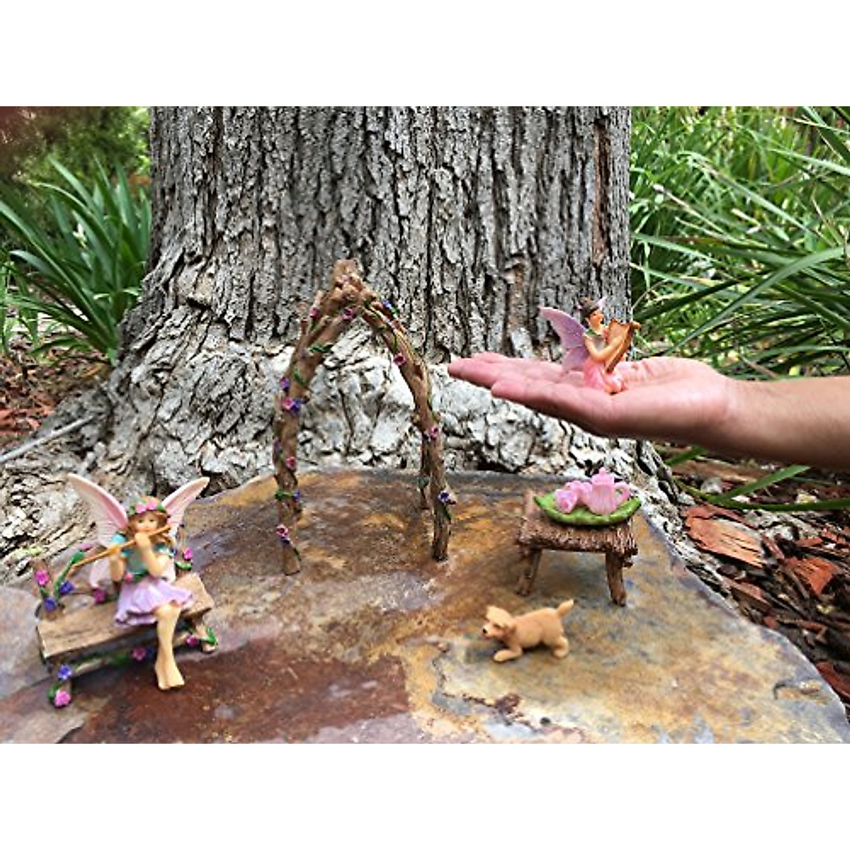 Musical Sisters Fairy Garden Set: 7 Pieces Miniature Fairy Garden Accessory