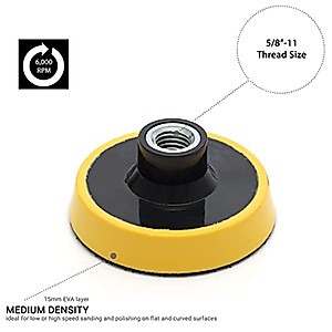 Glass Polish 12616 Premium Rotary Backing Pad 3 inch with 5/8"-11 Thread for Polishing and Sanding