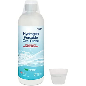 Hydrogen Peroxide Oral Rinse by DenMat; Fresh Mint Flavor. One Bottle of 16 Fluid Ounces (473 mL). Alcohol Free, for Oral Health, Minor Mouth Irritations, and Minor Gum Irritation.