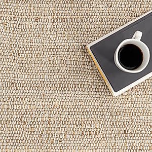 nuLOOM 4x6 Elfriede Jute & Cotton Hand Woven Area Rug, Natural, Solid Rustic Farmhouse Style, Weaved Design, Natural Fiber, For Bedroom, Living Room, Dining Room, Hallway, Office, Entryway