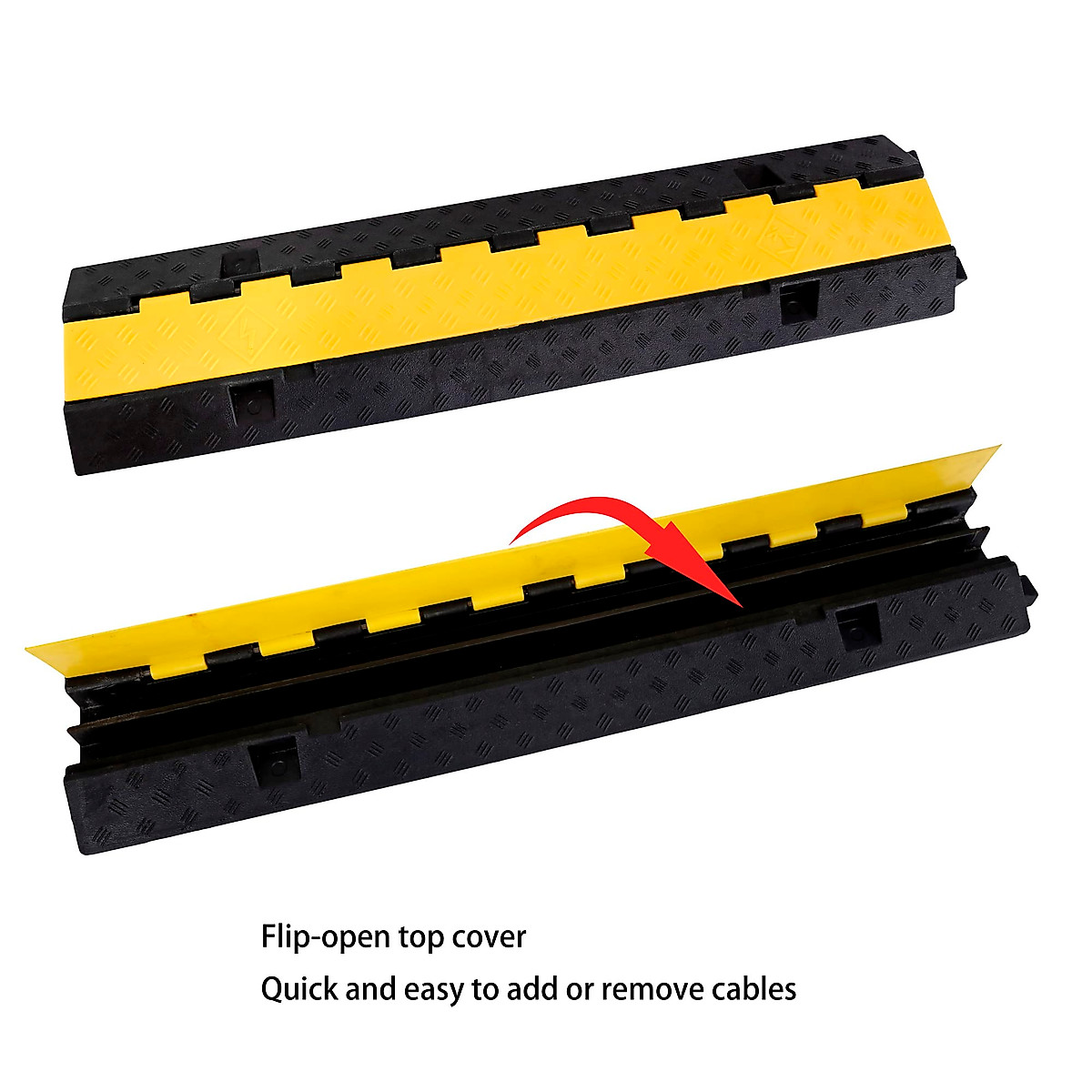 YONSHENG Rubber Cable Ramp Cord Cover Cable Protector Ramps Wire Hose Protective 22000Lbs Load Capacity Traffic 2 Channel Speed Bump for Asphalt Concrete Gravel Driveway Indoor Outdoor, 3 Packs