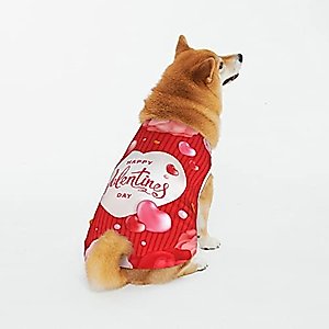 Red Love Heart Flowers Dog Puppy Cotton T-Shirt, Valentines Day Breathable Pets Apparel for Kitty Cats Dogs All Seasons 2XL