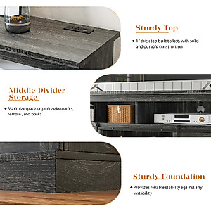 Xilingol Farmhouse TV Stand for 65+ Inch TVs, Tall TV Stands with Power Outlets, Tall Entertainment Center with Sliding Barn Door & Storage Shelves, 65" TV Stands for Living Room, Grey