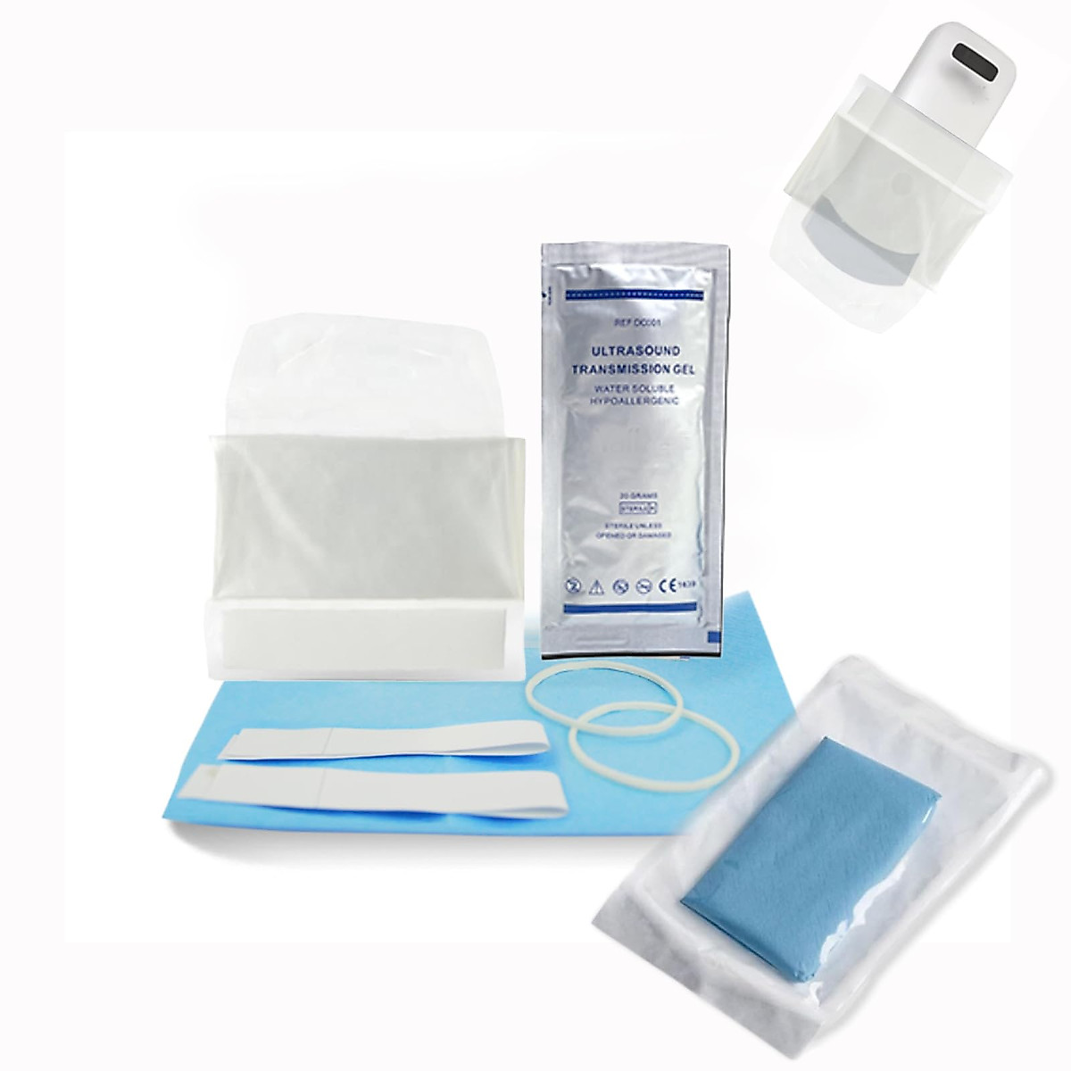 Cordless Ultrasound Probe Cover, Transducer Cover, Latex-Free Sterile Disposable Clear, 4"x 12", Individual Packaging (50, 6"x12")