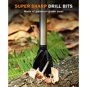 BURTOK Bushcraft Hand Auger Wrench, Heavy-Duty Scotch Eye Wood Auger, Hand Auger Wood Drill, Manual Hole Maker Multitool with Leather Case for Camping, Outdoor, Hiking