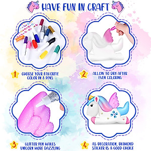 Unicorn Gifts Toys for Girls, Unicorn Arts and Crafts Painting Kit, 6 Slow-Rise Unicorns Squishies DIY Kit, Bergmoer Gifts for Girls Christmas Birthday Toys Gift for Kids Ages 4, 5, 6, 7, 8 Years Old