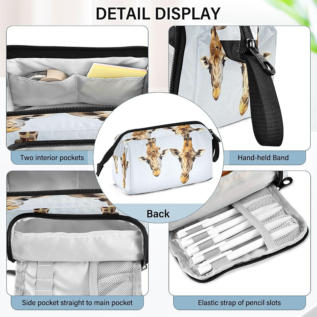 Joko Ivery Cute Giraffe Large Capacity Pencil Case Pouch Zipper Pen Bag Pencil Case Pencil Box Organizer for Teen Girls Boys Office Nurse Preppy School Supplies Stuff Gifts