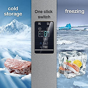 SMETA Upright Freezer, 21 cu. ft Stand Up Convertible Refrigerator Freezer Deep Frost Free Garage Single Door with Digital Control Panel for Kitchen, Home, Office, Stainless Steel