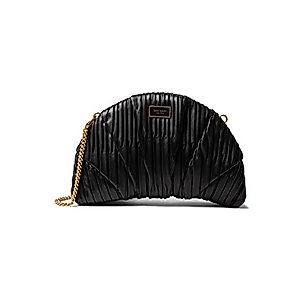 Kate Spade New York Patisserie Pleated Smooth Leather 3-D Croissant Clutch Black One Size